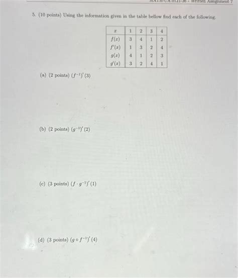 Solved 5 10 Points Using The Information Given In The