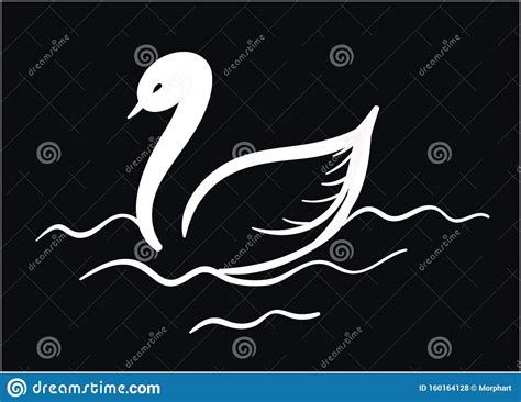 Swan Silhouette Imagewhite Swan Over Black Background Viewed From The