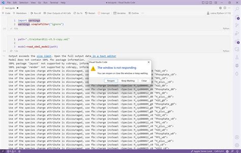 can t read sbml model the window not respond when using vscode jupyter