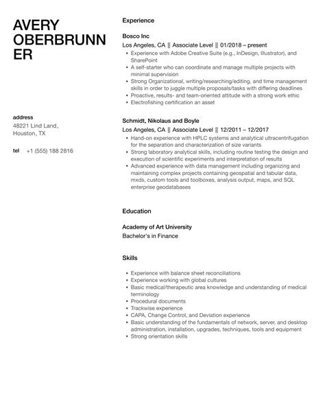 Associate Level Resume Samples Velvet Jobs