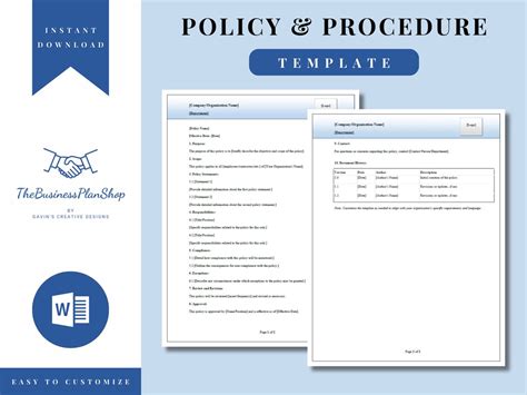 Policy And Procedure Template And Guide Editable In Ms Word Instant