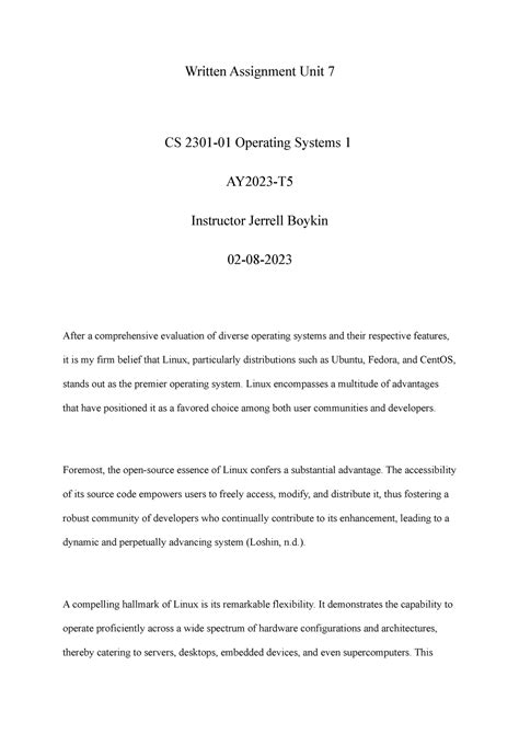 Cs2301 Written Assignment Unit 7 CS 2301 UoPeople Studocu