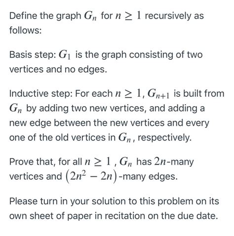 Solved Define The Graph Gn For N 1 Recursively As Follows