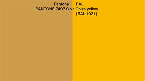 Pantone 7407 C Vs Ral Colza Yellow Ral 1021 Side By Side Comparison