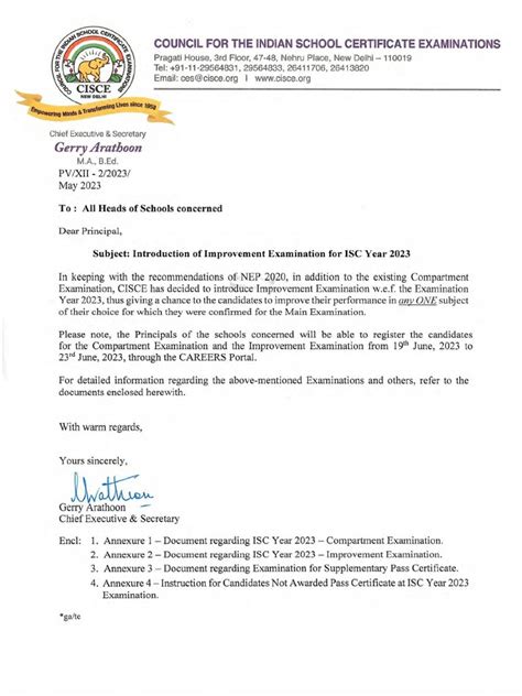 Icse And Isc 2023 Improvement Examination Pdf