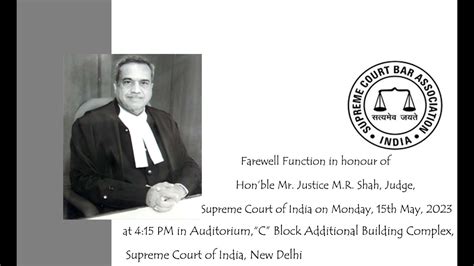 Farewell Function In Honour Of Honble Mr Justice Mr Shah Judge