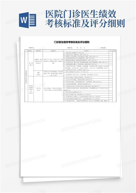 医院门诊医生绩效考核标准及评分细则word模板下载编号lrnjgkbr熊猫办公