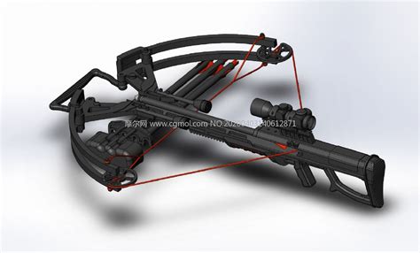 激光瞄准弓弩solidworks图纸模型 枪械模型模型下载 摩尔网CGMOL