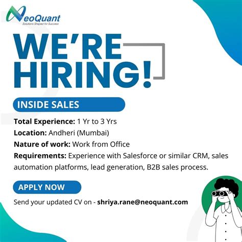 Hiring Hiringnow Openposition Jobs Sales Insidesales Neoquant Solutions Pvt Ltd