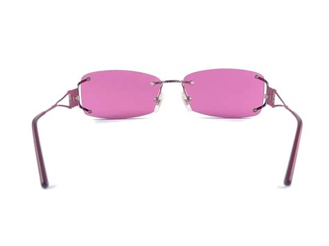 Vintage Versace Rimless Metallic Pink Frame Sunglasses 1990s Made In