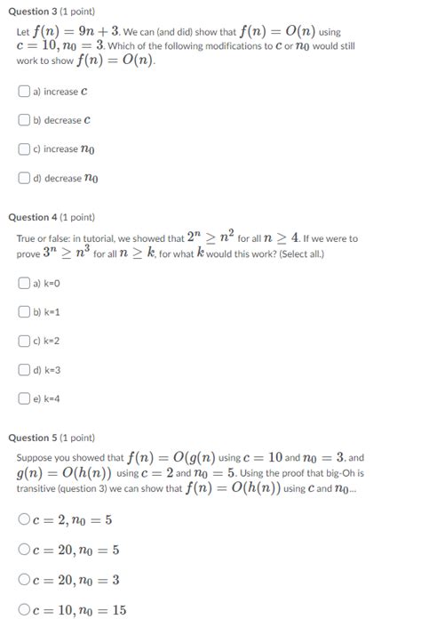 solved question 3 1 point let f n 9n 3 we can and