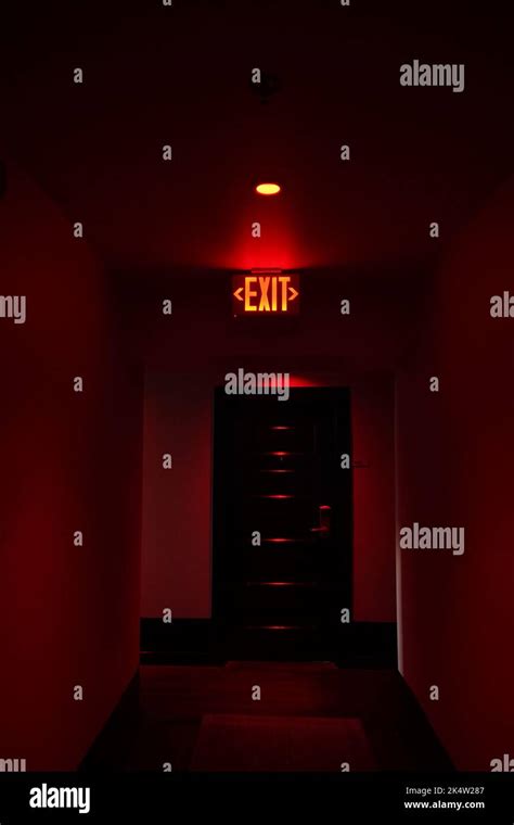 Exit Red Light Sign On Black Background Stock Photo Alamy