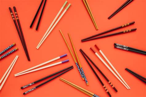 Bunch Of Nice Chopsticks On Red Photo Free Download