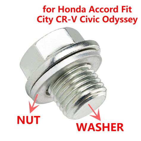 1pc2pcs Car Oil Pan Screw Drain Nut Bolt Plug Gasket For Honda Accord