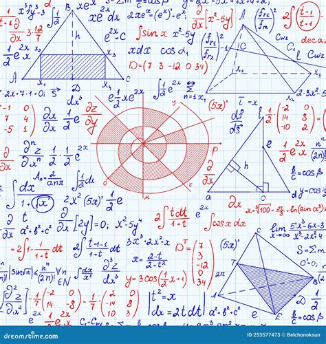 Scientific Vector Seamless Pattern With Mathematical And Physical