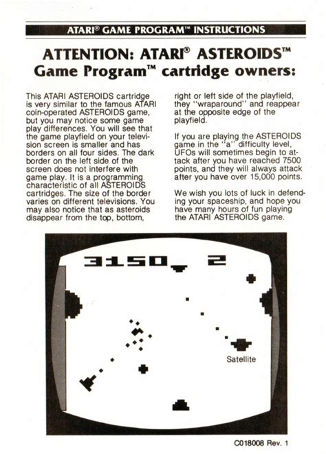 Atari 2600 Vcs Asteroids Scans Dump Download Screenshots Ads