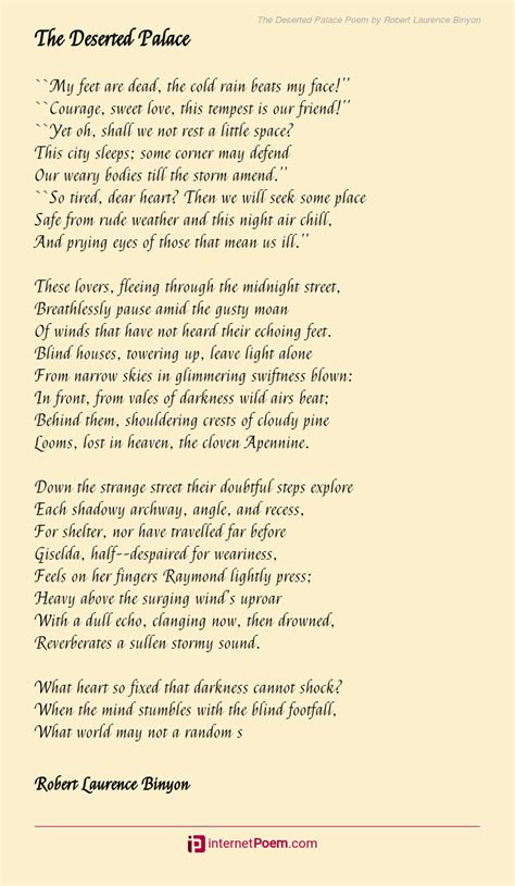 The Deserted Palace Poem By Robert Laurence Binyon