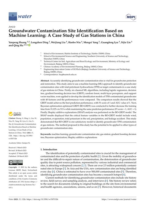 Pdf Groundwater Contamination Site Identification Based On Machine