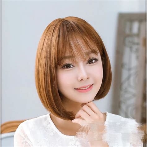 台灣出貨附發票 亞麻黃 整頂假髮 假髮 空氣劉海 Wig 仿真 假髮女整頂 短假髮 女生假髮 假頭髮 鮑勃頭假髮 蝦皮購物