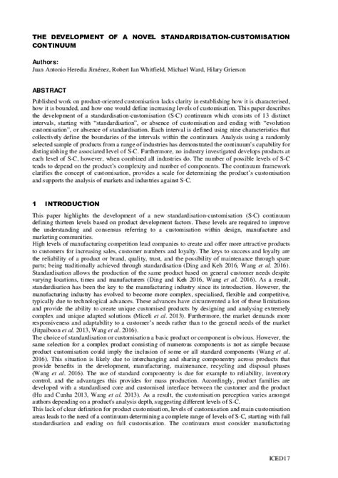 Pdf The Development Of A Novel Standardisation Customisation Continuum