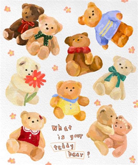 요인 일러스트 On Instagram 곰인형 모으기🧸 다꾸스티커 곰돌이 곰인형 귀여워 일러스트그램 일러스트작가 드로잉