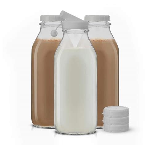 Joyjolt Reusable Glass 32 Oz Clear Milk Bottle With Lid And Pourer 3