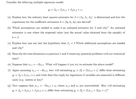 solved consider the following multiple regression