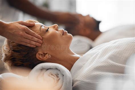 Relax Woman Head Massage And Couple Spa Beauty Facial Wellness And