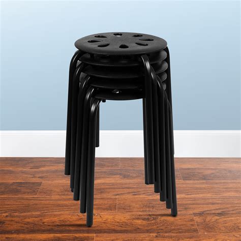 Flash Furniture Plastic Nesting Stack Stools 17 5height Black 5