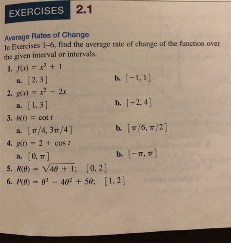 Solved EXERCISES Average Rates Of Change In Exercises Chegg
