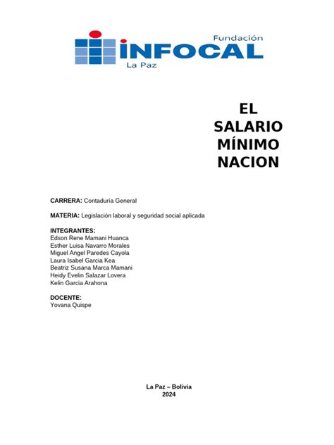 Salario Minimo En Bolivia 2006 Pdf Salario Mínimo Bolivia