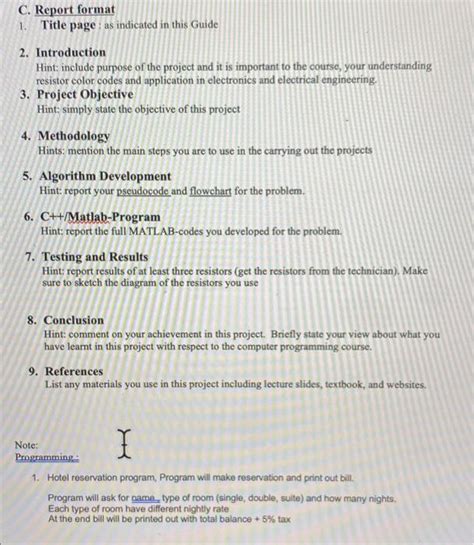 Solved C Report Format 1 Title Page As Indicated In This Chegg Com