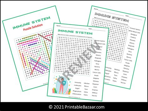 Immune System Word Search Puzzle Teaching Resources
