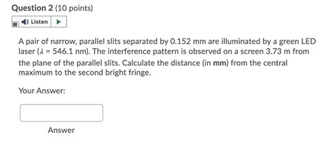Solved Question 1 10 Points Listen Light Of Wavelength