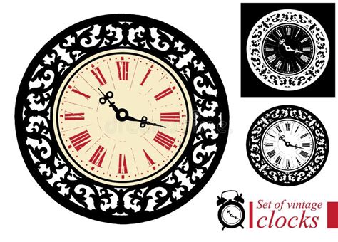 Old Vintage Clock Set Stock Vector Illustration Of Isolated 45548424