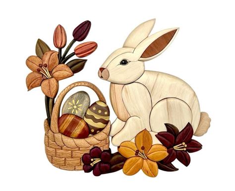 Easter Bunny Bliss Intarsia Pattern Only Scroll Saw Wood Art Decor