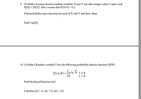 Solved 9 8 Marks Assume Discrete Random Variables X And Y