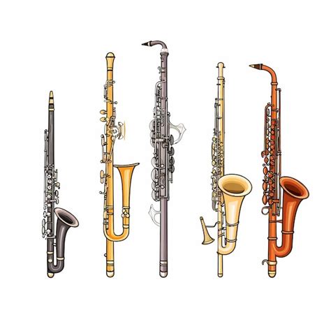 Premium Vector Musical Wind Instruments Set Flute Trumpet Saxophone