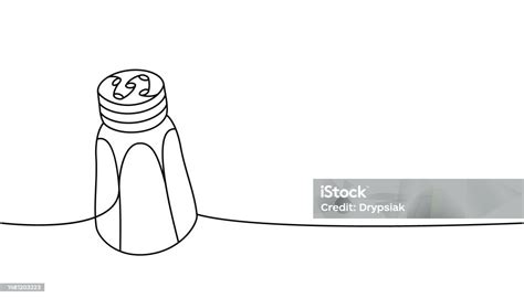 소금 또는 종이 셰이커 한 줄 연속 그리기 주방 도구는 연속 한 줄 그림입니다 벡터 미니멀리스트 선형 그림입니다 소금 쉐이커에 대한 스톡 벡터 아트 및 기타 이미지 Istock