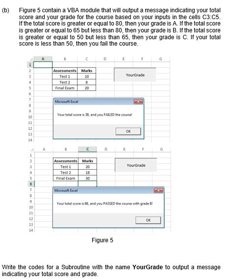 Solved B Figure Contain A Vba Module That Will Output A Chegg
