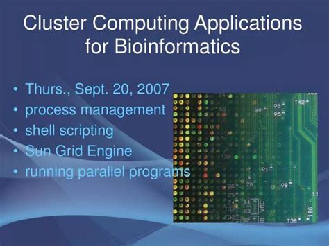 Ppt Cluster Computing Applications For Bioinformatics Powerpoint Presentation Id 6957879