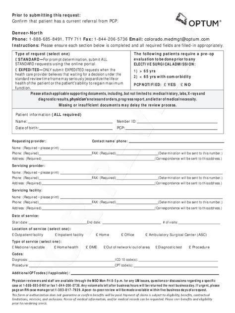 Fillable Online Optum Colorado North Prior Authorization Form Fax Email Print Pdffiller
