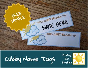 Cubby Name Tags By PrintingOutSunshine TPT