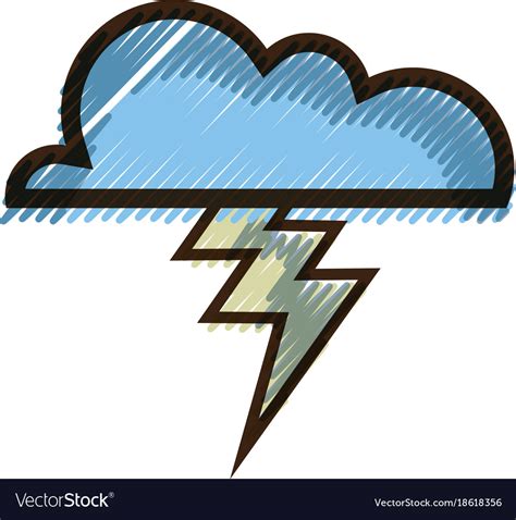 Grated Cloud With Thunder Natural Weather Sky Vector Image
