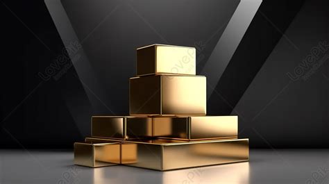 제품 디스플레이를 위한 호화로운 5단계 금 연단을 보여주는 매혹적인 3d 일러스트레이션 배경 연단 배경 제품 디스플레이 배경 금 배경 이미지 Hd 연단 제품