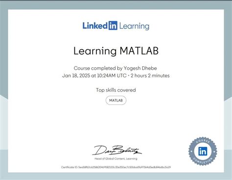 Yogesh Dhebe On Linkedin Matlab Linkedinlearning Programming