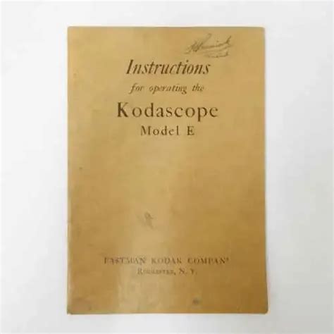 Instructions For Operating The Kodascope Model E
