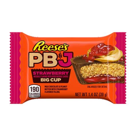 Reeses Pbandj Strawberry Big Cup Peanut Butter Cup 14 Oz