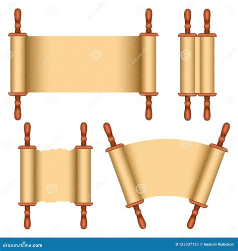Torah Scroll Bible Mockup Set Realistic Style Stock Vector