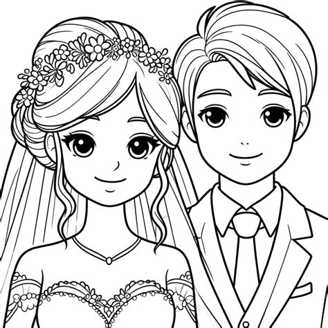 Tranh Tô Màu Cô Dâu Chú Rể Anime Siêu đáng Yêu Cho Bé My Happy